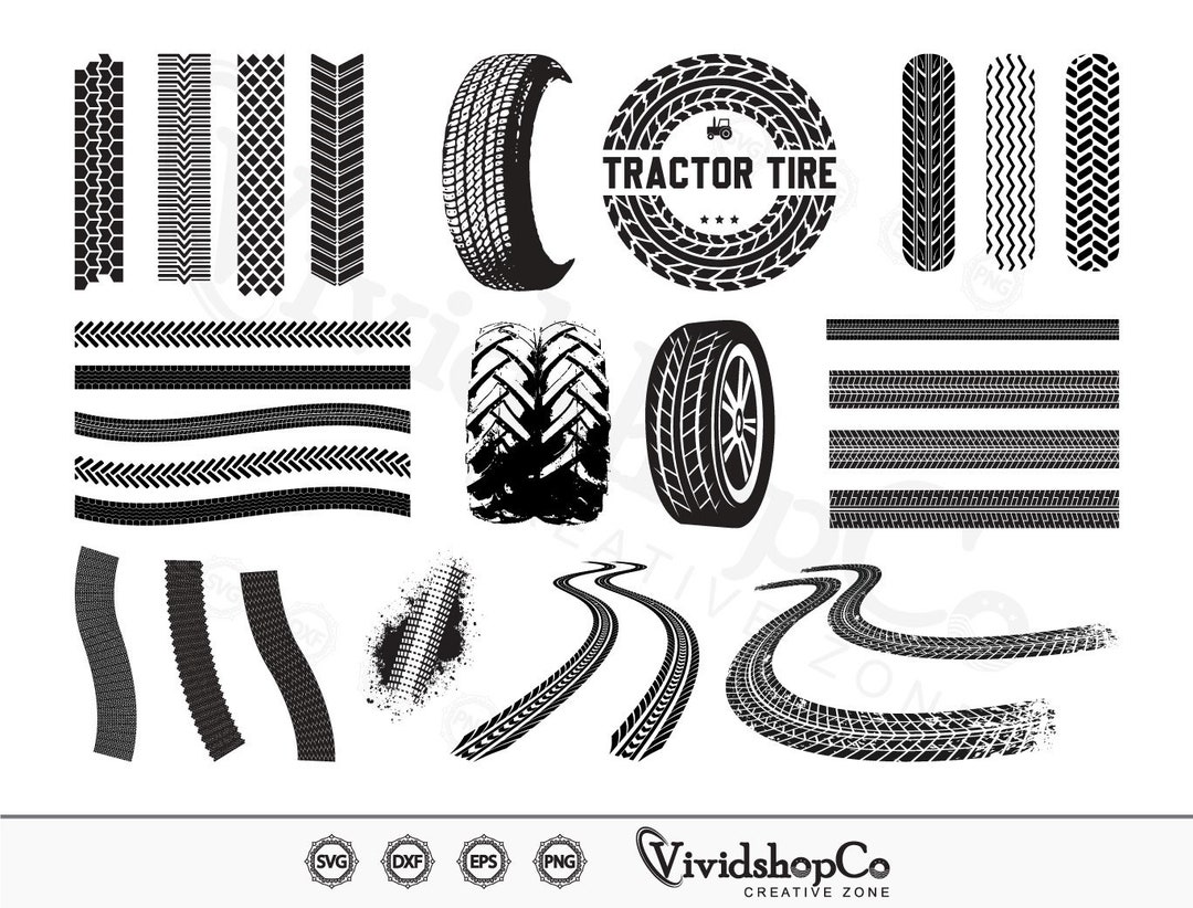 Tire Track Svg, Tire Tread Svg, Clipart, Cut Files for Silhouette ...