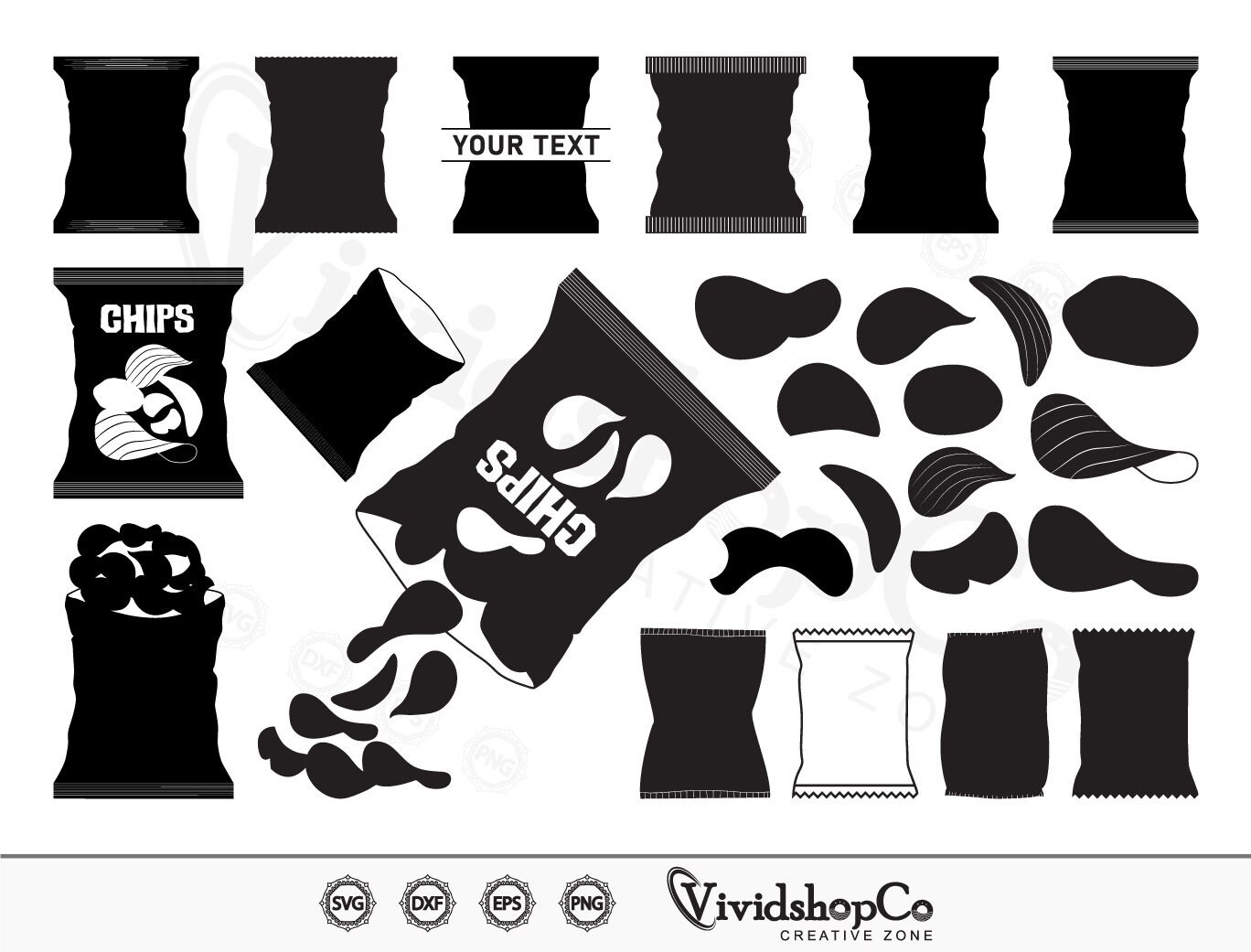 Chips SVG, Chips Packet Svg, Chips Bag Svg, Potato Chips Bag, Clipart ...