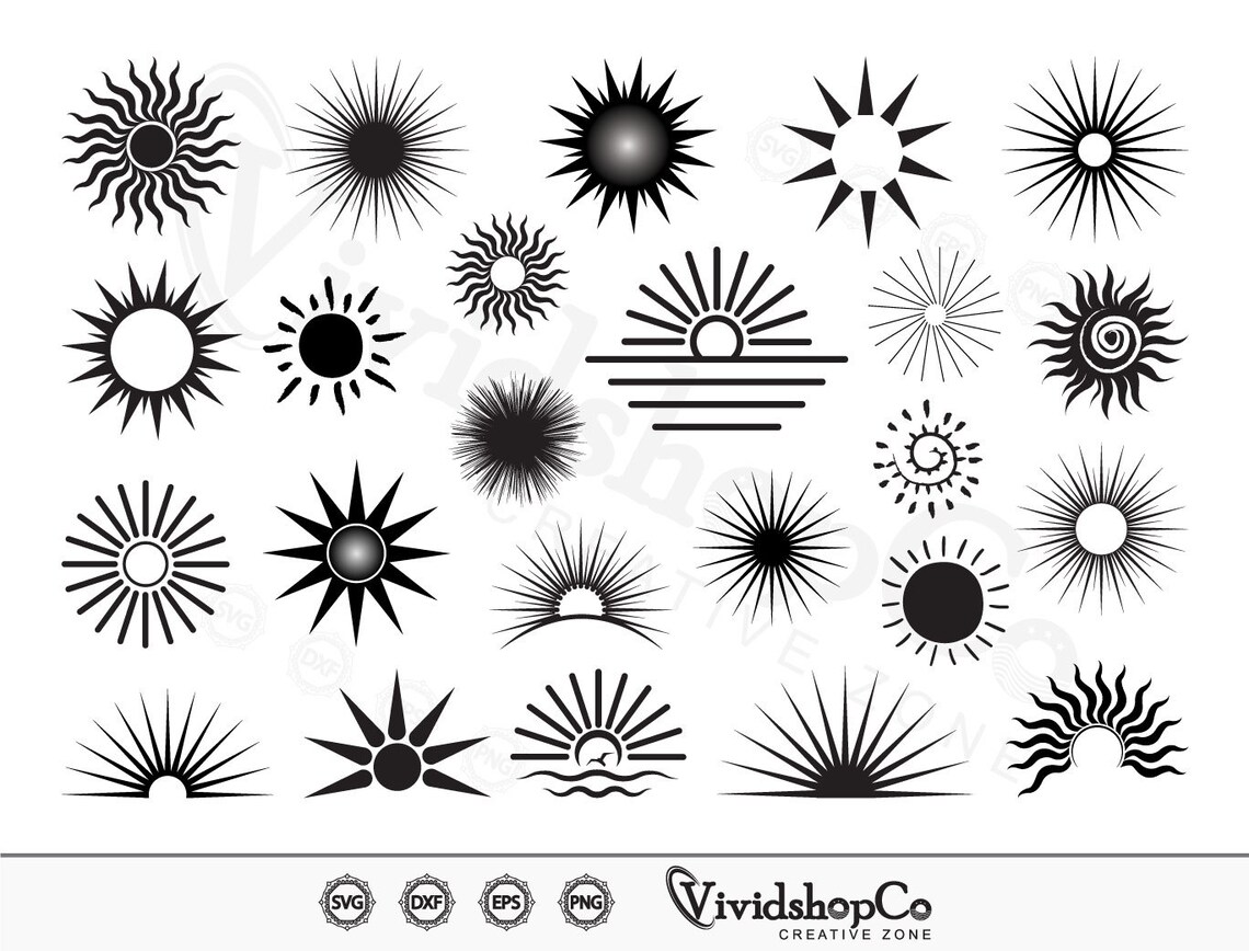 Sun SVG Bundle Sun Svg Sunset Svg Sun Clipart Sun Cut - Etsy