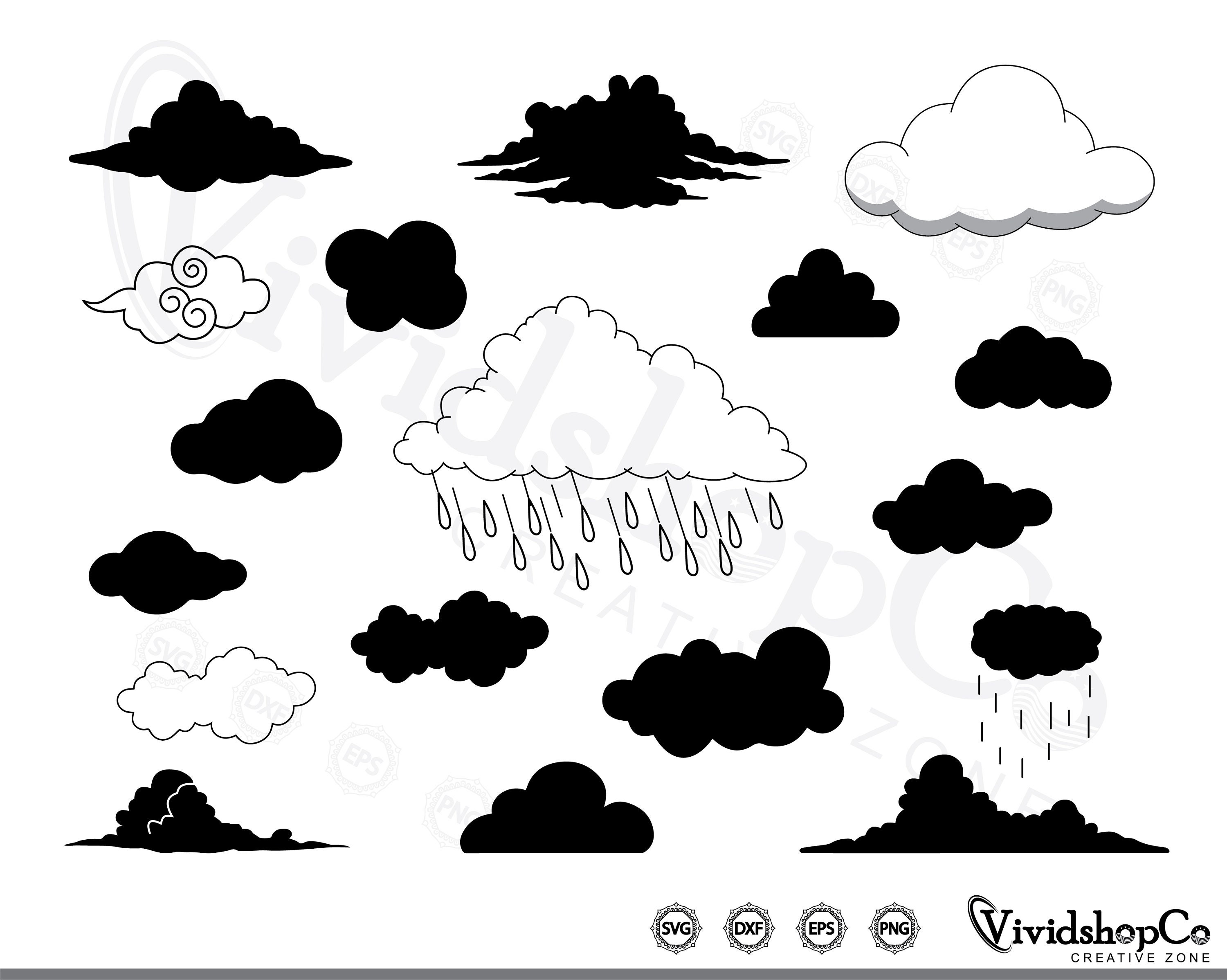 Cloud Svg Cloud Clipart Cloud Cut Files for Silhouette | Etsy