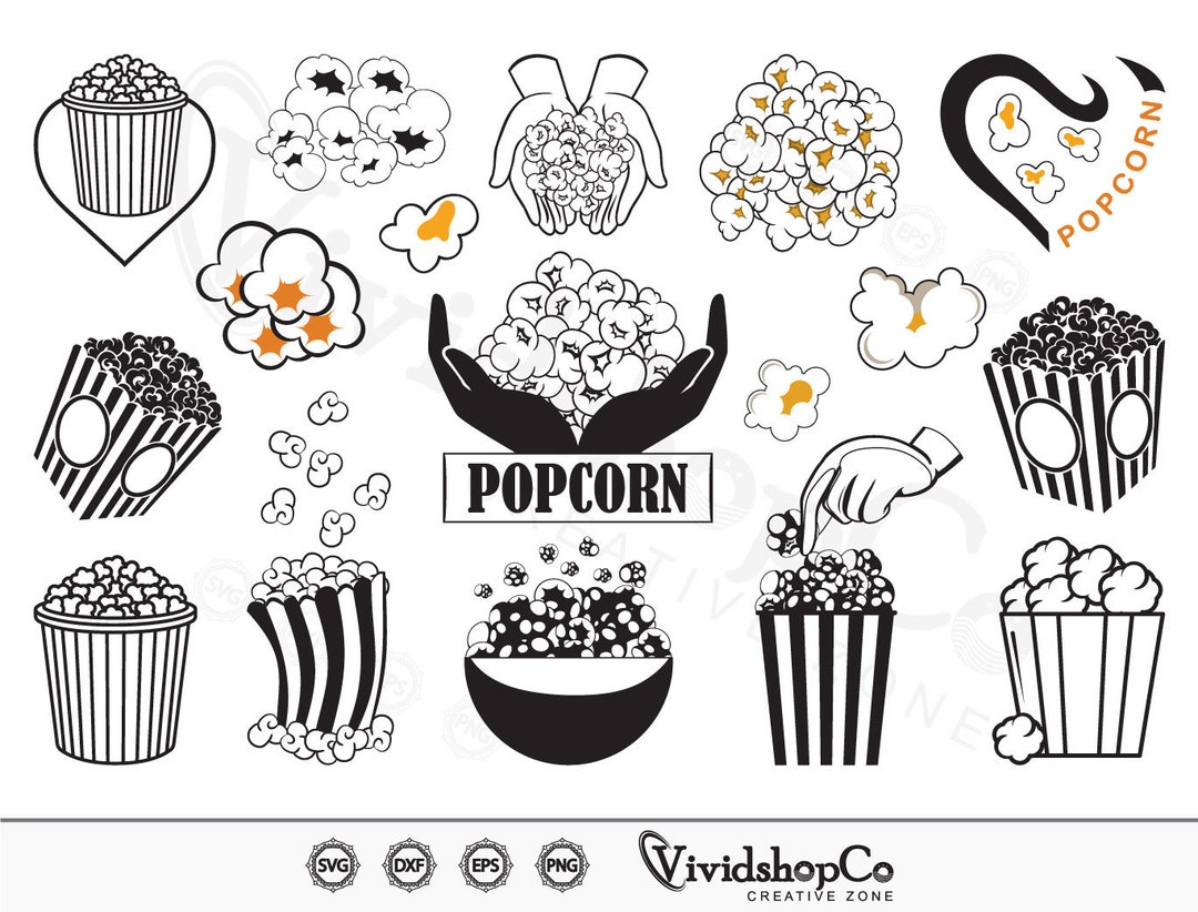 Popcorn SVG, Clipart, Cut Files for Silhouette, Files for Cricut ...