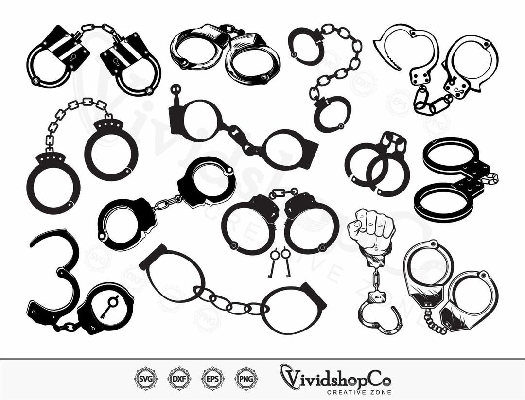 Handcuff SVG Bundle, Handcuff Clipart, Cut File, for Silhouette, Svg ...