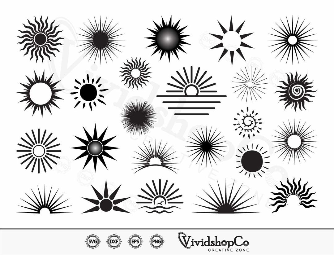 Sun SVG Bundle, Sun Svg, Sunset Svg, Sun Clipart, Sun Cut Files for ...