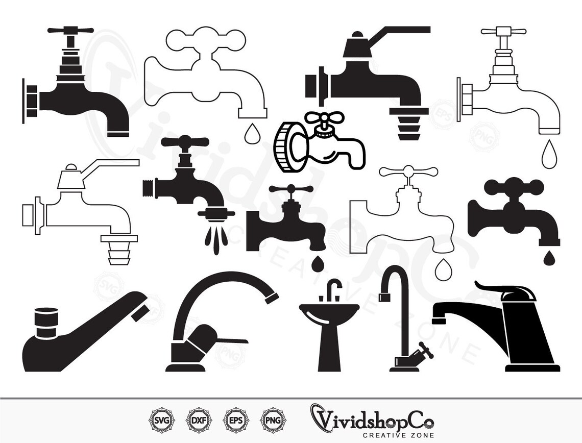 Water Faucet Svg, Faucet Svg, Water Tap Svg, Dripping Faucet Svg ...