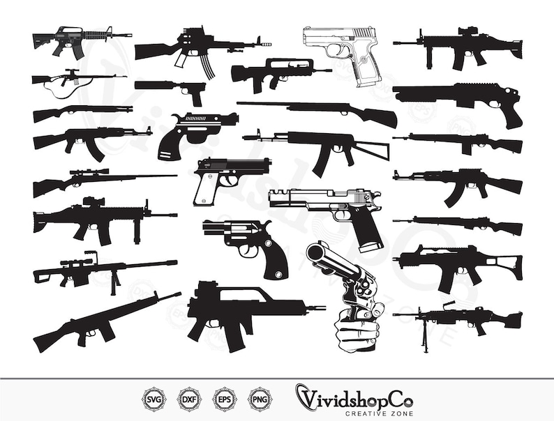 Guns SVG, Military Weapon Svg, Pistol Svg, Weapon Svg, Clipart ...