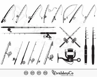 Fishing Rod SVG, Rod Svg, Fishing Pole, Fishing Hook Svg, Clipart, Cut ...