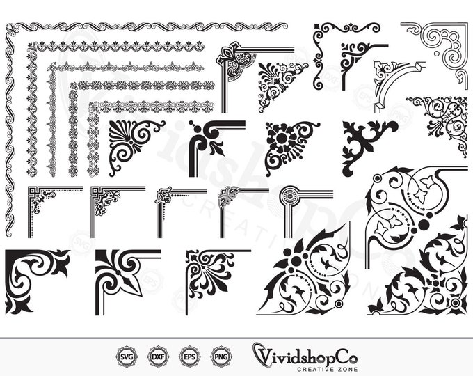 Corner Design Svg Cutting Clipart, Corner Design Svg Bundle, Corner ...