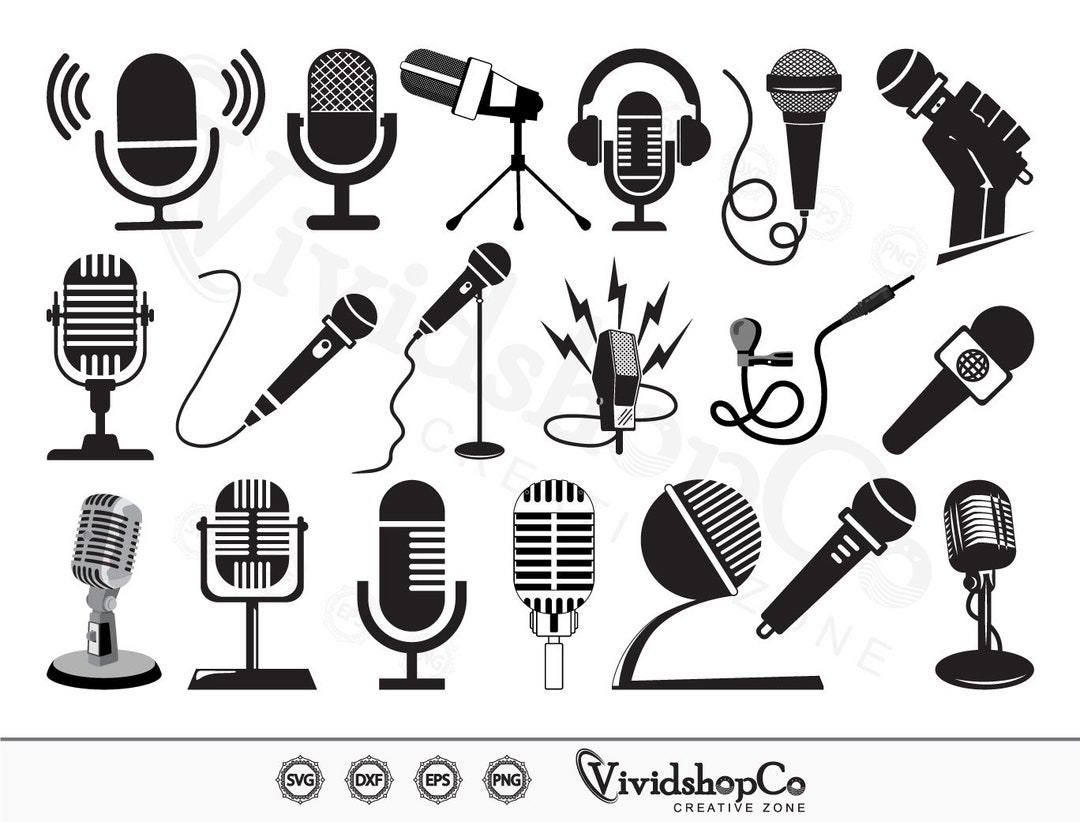Microphone Svg, Headphones Svg, Mic Stand Svg, Music Svg, Clipart, Cut ...