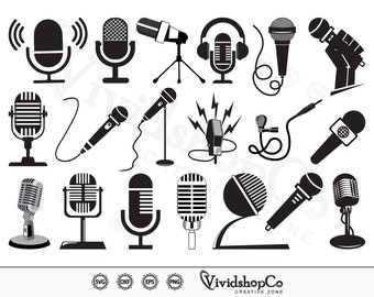 Microphone Svg, Headphones Svg, Mic Stand Svg, Music Svg, Clipart, Cut ...
