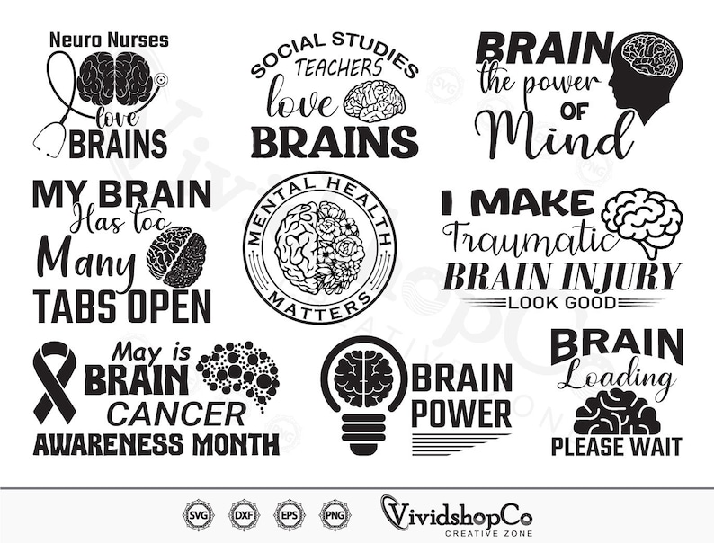 Brain Svg, Clipart, Cut Files for Silhouette, Files for Cricut, Vector ...