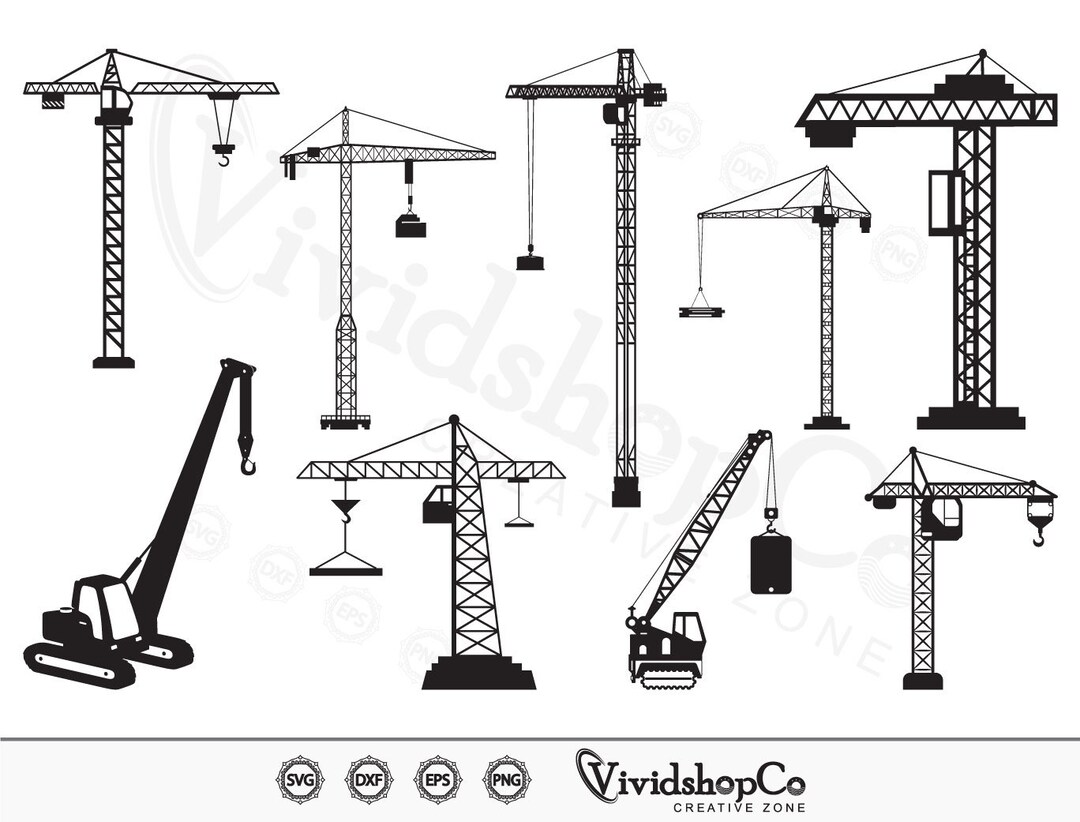 Tower Crane SVG, Construction Crane Svg, Building Crane Svg, Clipart ...