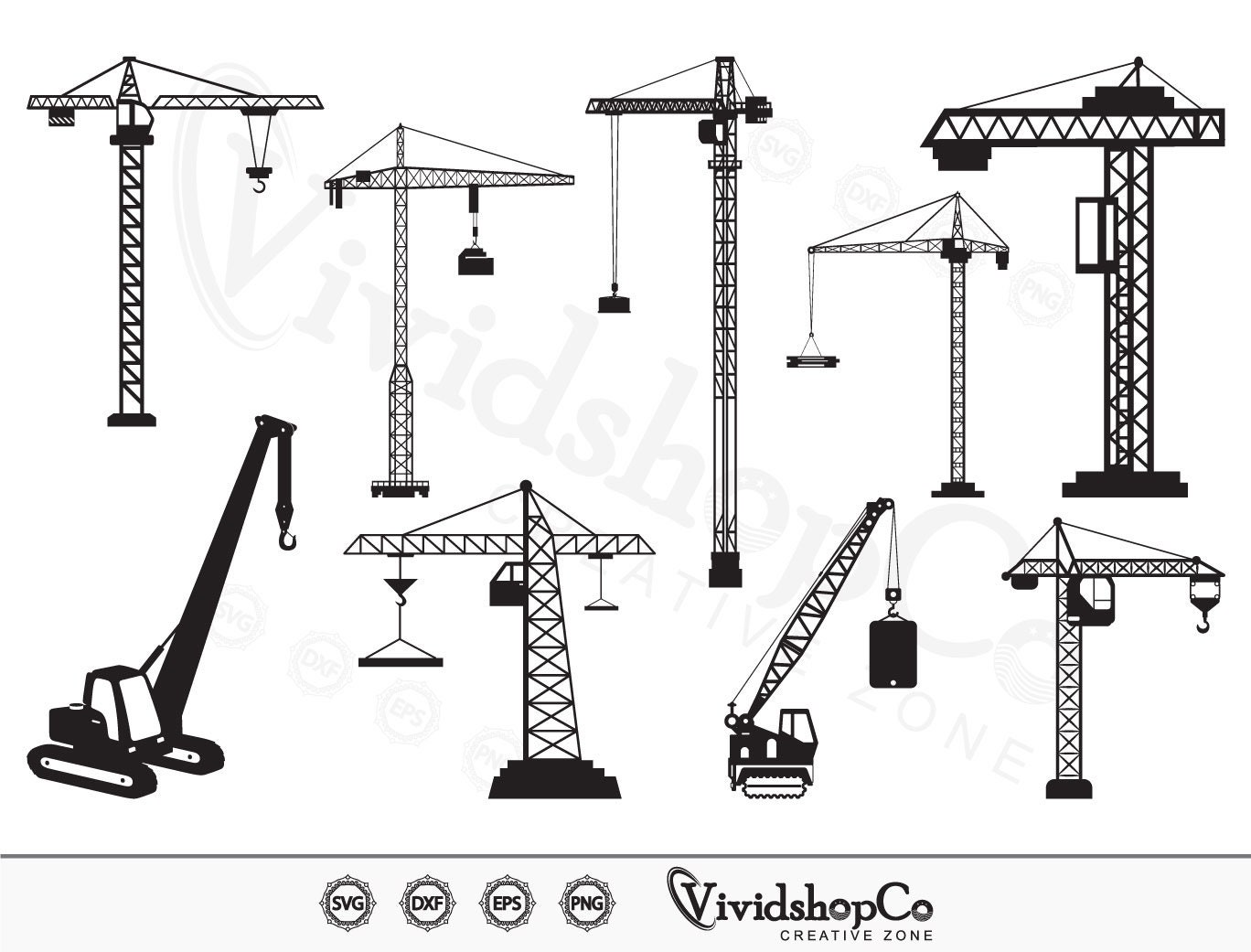Tower Crane SVG, Construction Crane Svg, Building Crane Svg, Clipart ...