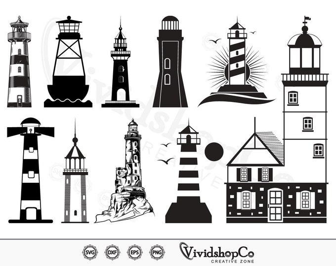 Lighthouse SVG/ Sea Svg/ Ocean Svg/ Clipart/ Silhouette/ Decal/ Stencil ...