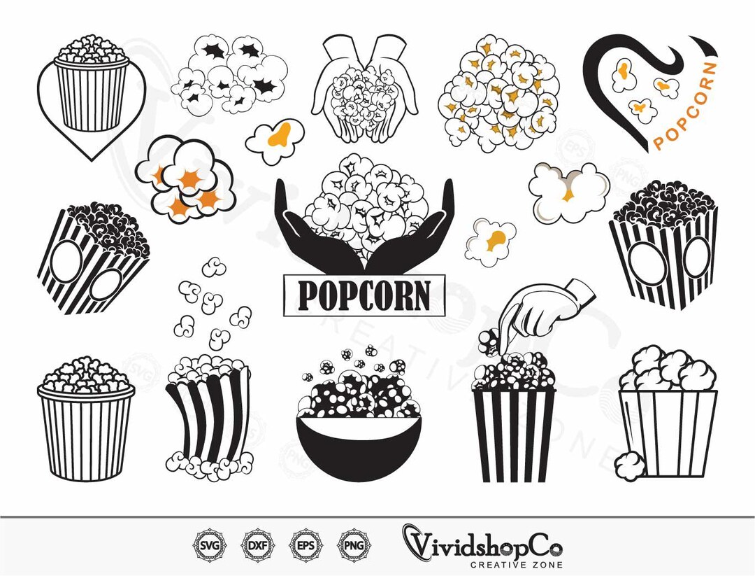 Popcorn SVG, Clipart, Cut Files for Silhouette, Files for Cricut ...