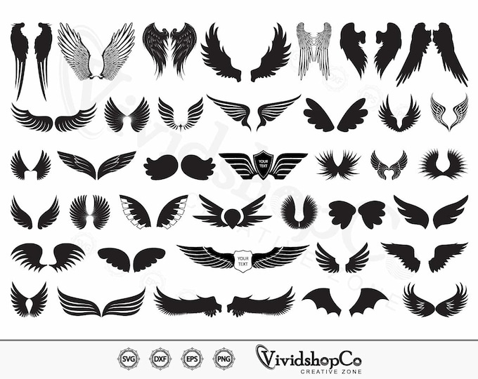 Wings Svg Design for Cricut and Silhouette, Angel Wings Svg, Angel Svg ...