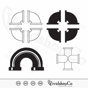Steel Pipe Fittings SVG, Pipe Fittings Svg, Pipe Svg, Clipart, Cut ...