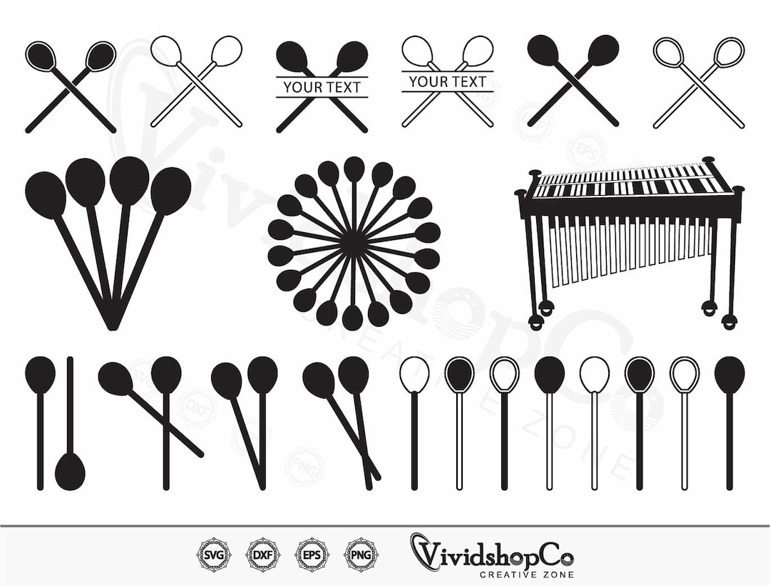 Marimba Mallets SVG, Percussion Svg, Marching Band Svg, Drumming Svg, Clipart, Cut Files for ...