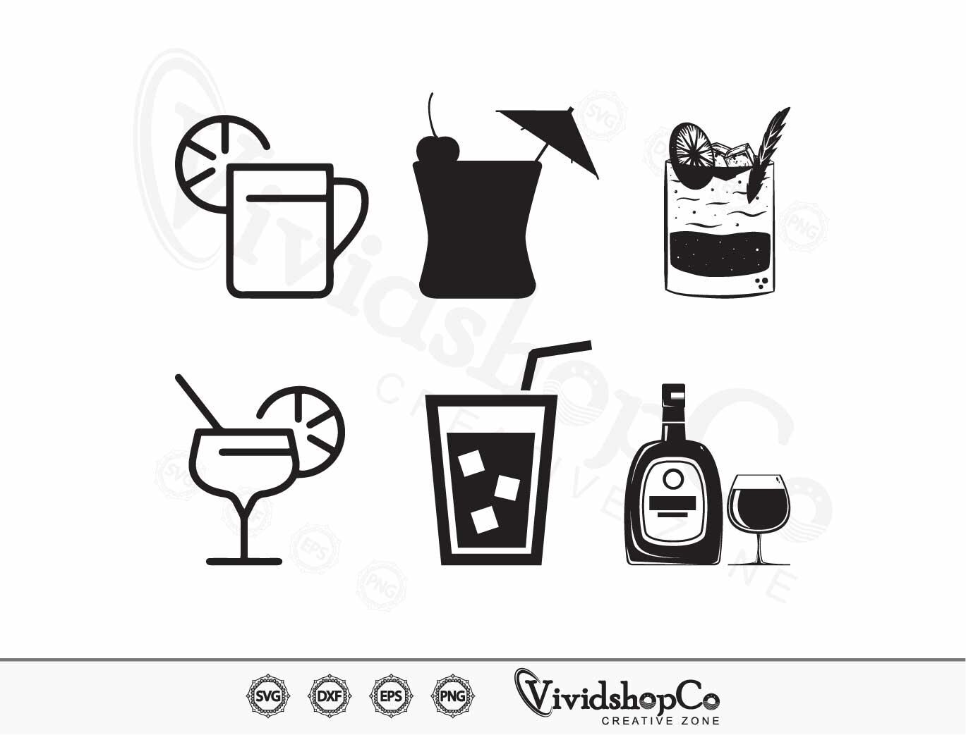 Cocktail SVG, Alcohol Glass Svg, Shot Glass Svg, Drink Svg, Clipart ...