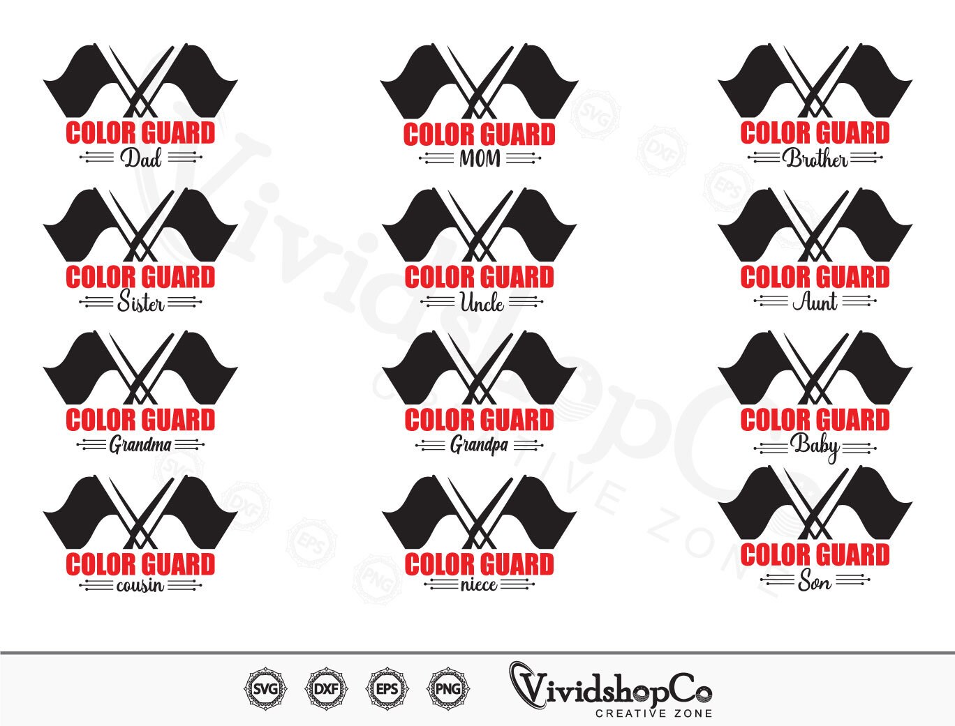 Color Guard Svg Clipart Cut Files for Silhouette Files for - Etsy