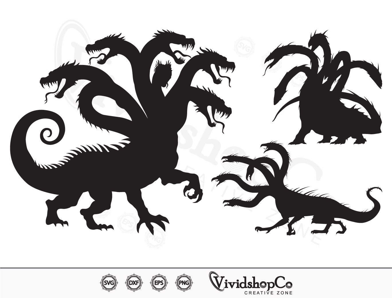 Hydra SVG, Mythological Monster, Dragon Svg, Clipart, Cut Files for ...