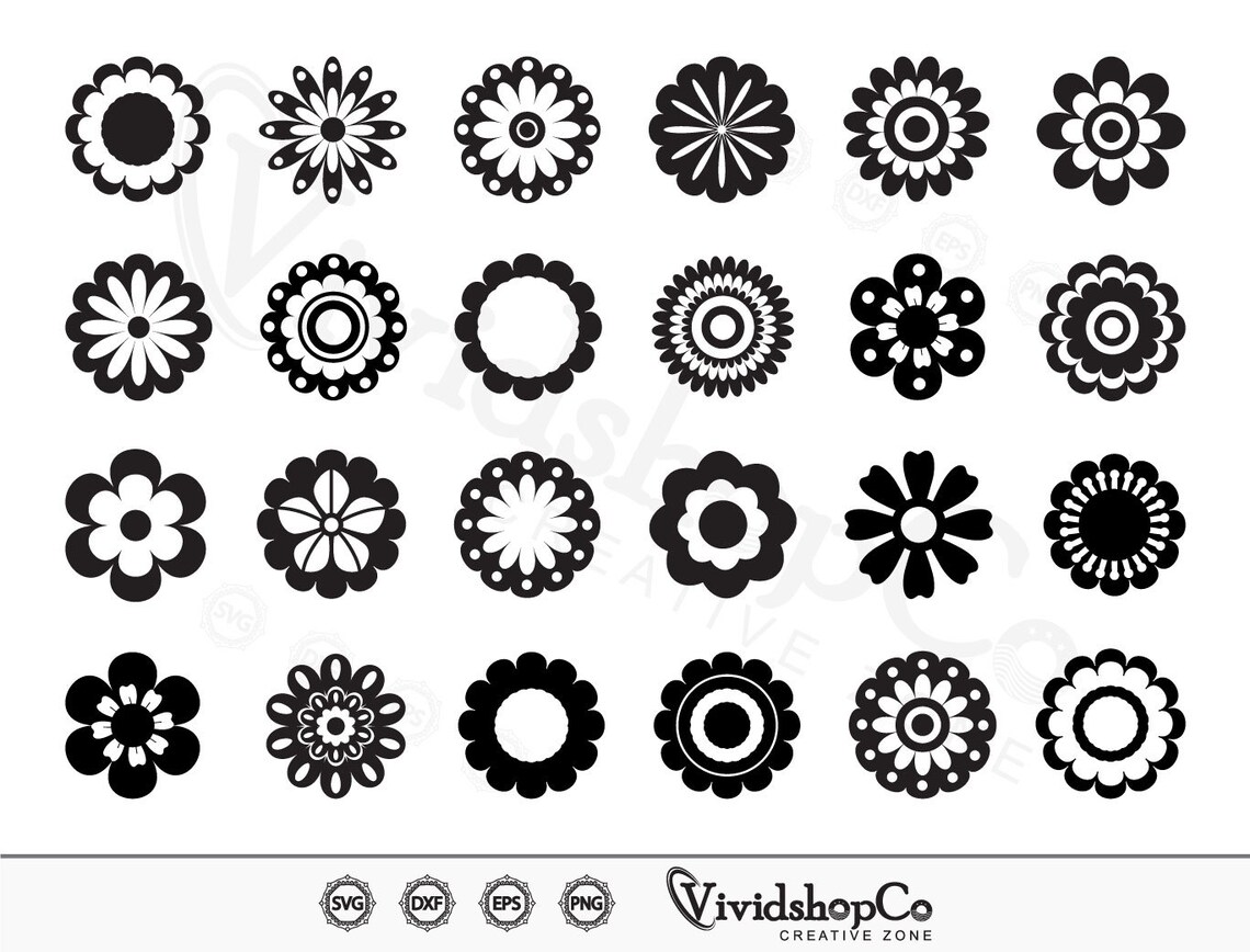 Flower Shapes SVG Flower Templates Svg Flower Svg Clipart - Etsy