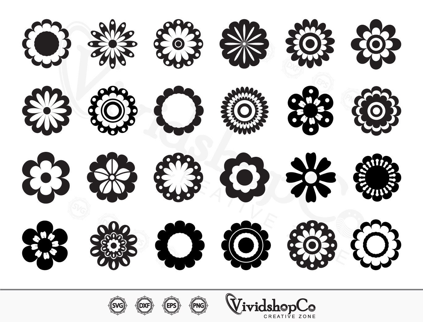 Flower Shapes SVG Flower Templates Svg Flower Svg Clipart - Etsy