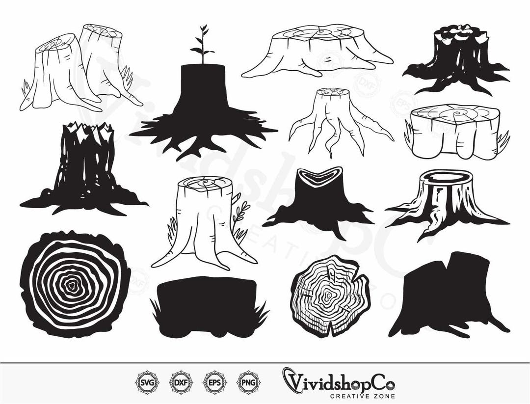 Tree Stump SVG, Stump Svg, Wood Slice Svg, Tree Ring Svg, Clipart, Cut ...
