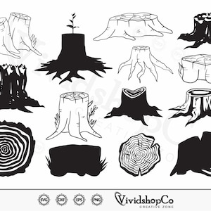 Tree Stump SVG, Stump Svg, Wood Slice Svg, Tree Ring Svg, Clipart, Cut ...