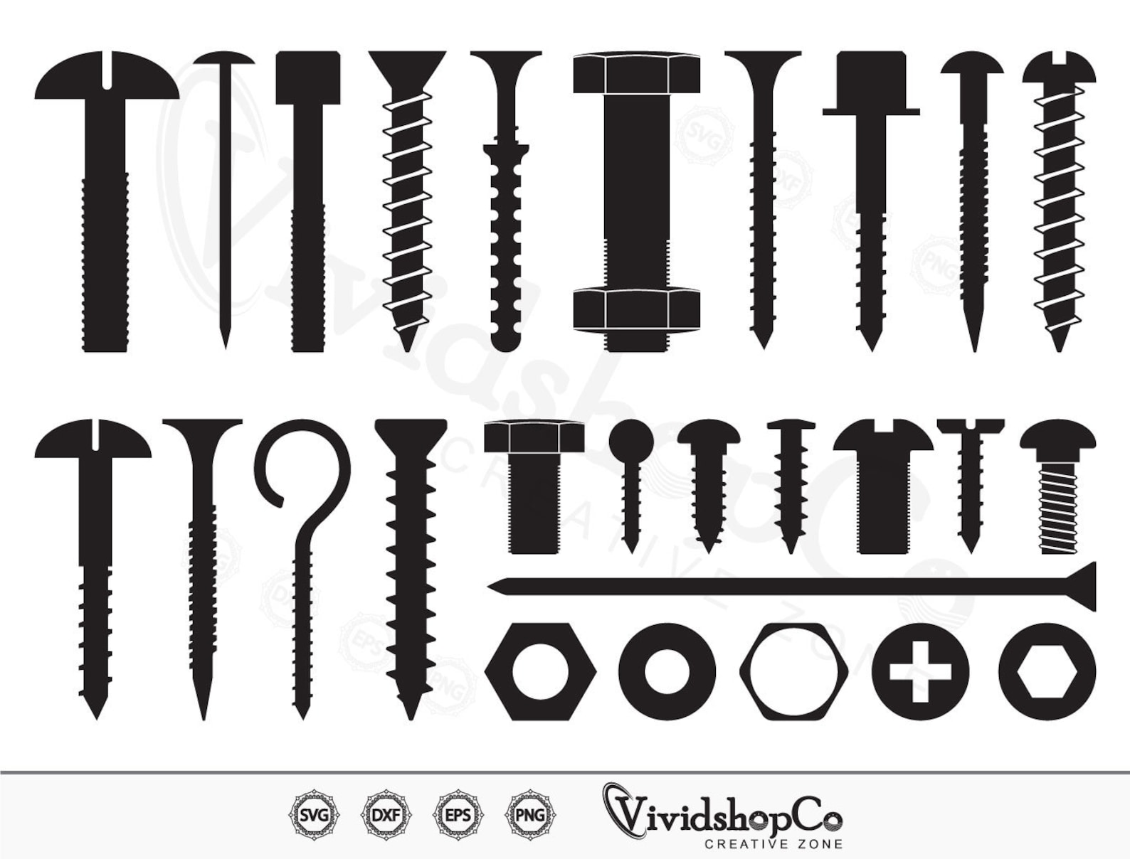Bolt Screw SVG, Bolt and Nut Svg, Hardware Tool Svg, Bolt Svg, Screw ...