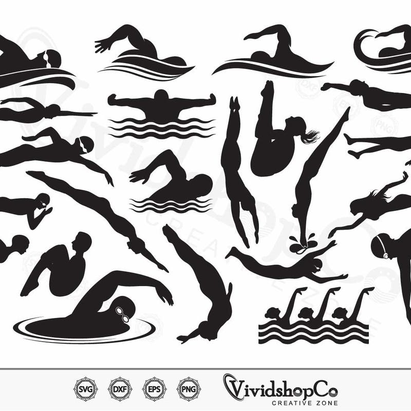 Swimming Clipart - Etsy