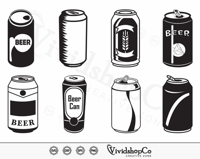 Beer Can Silhouette With Two Outlines | Beer Can SVG Beer Can Outline ...