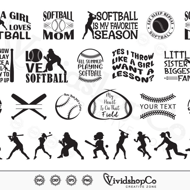 Softball Silhouette - Etsy