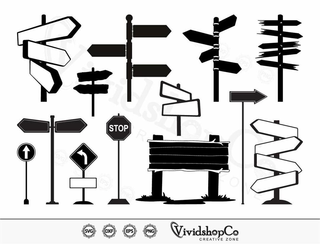 Road Sign SVG, Destination Sign, Sign Post Template, Wooden Road Sign ...