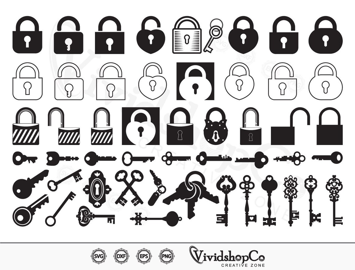 Lock and Key SVG Lock Svg Key Svg Heart Lock Svg House Key - Etsy
