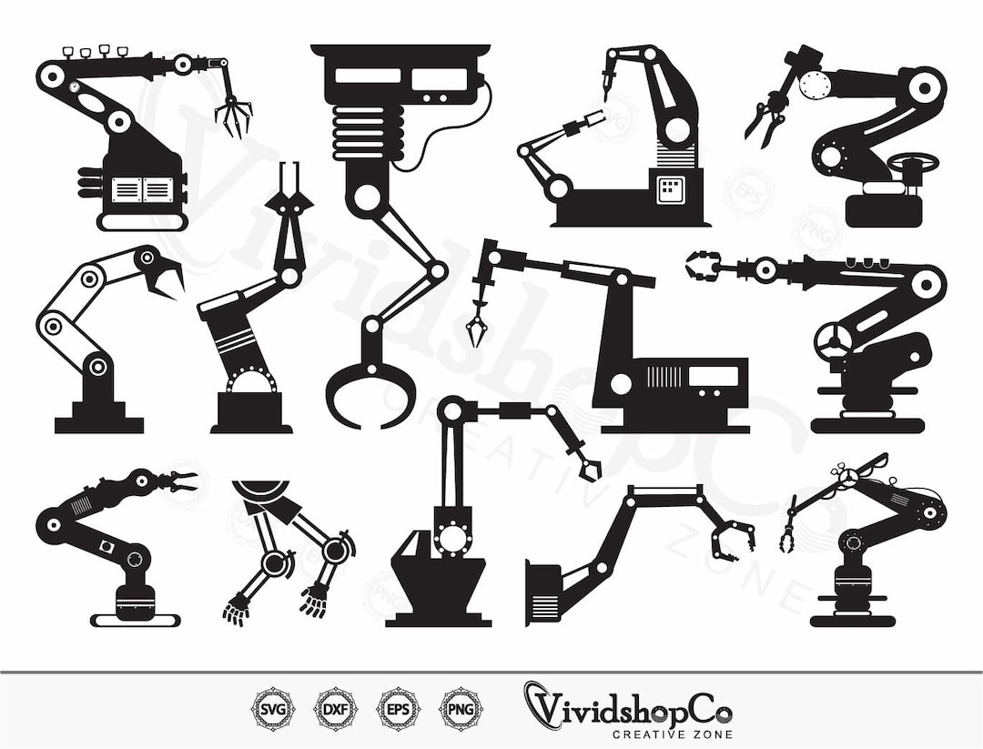 Robotic Arms SVG, Robot Svg, Industrial Svg, Manufacturing Svg, Clipart ...