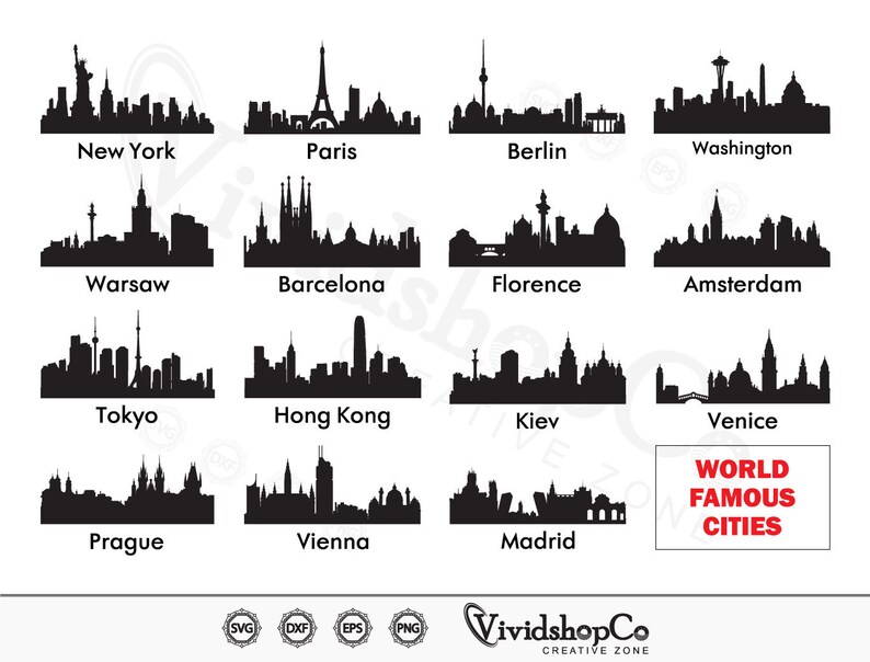 World Famous Cities SVG, States Svg, Clipart, Cut Files for Silhouette ...