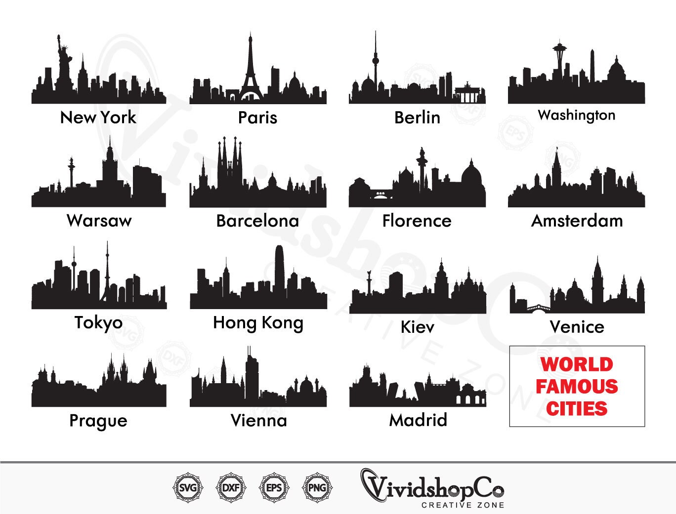 World Famous Cities SVG, States Svg, Clipart, Cut Files for Silhouette ...