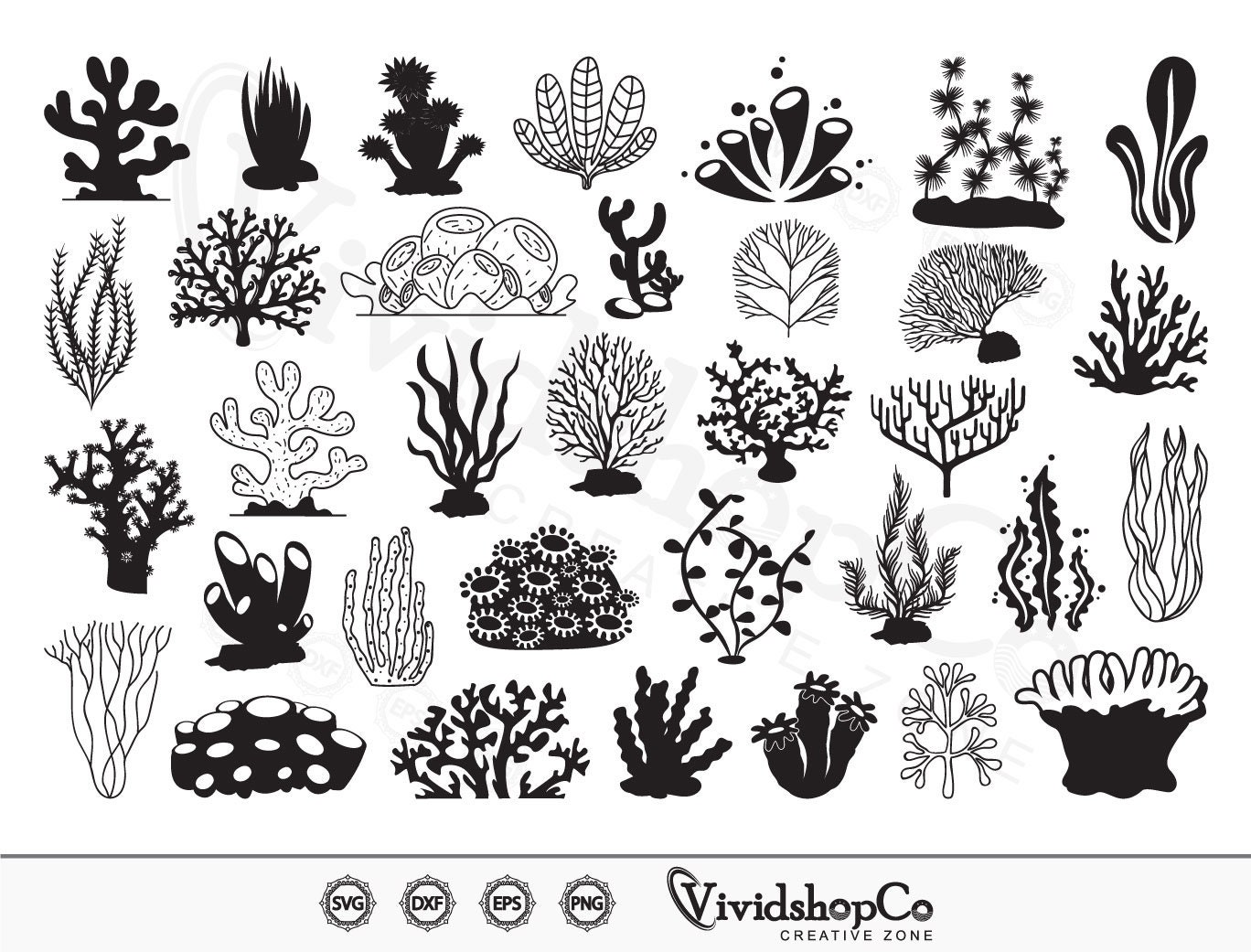 Coral Ocean SVG, Coral Svg, Seaweed Svg, Sea Plant Svg, Clipart, Cut ...