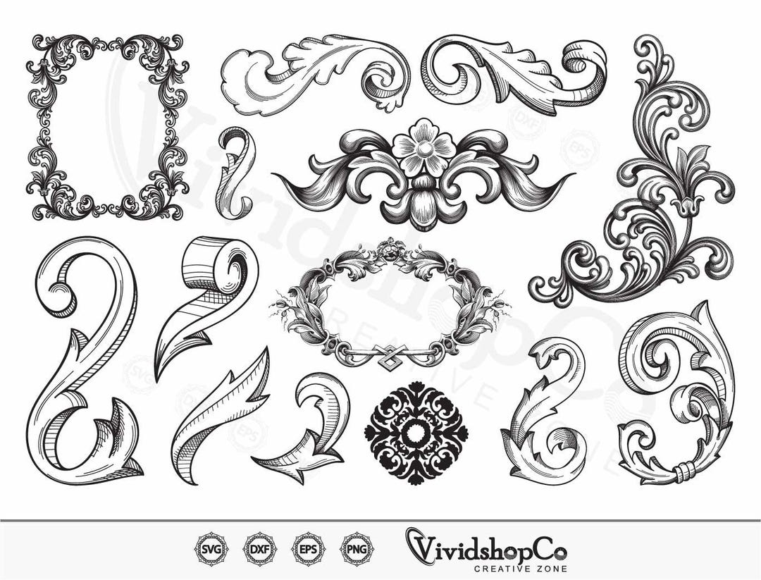 Baroque SVG, Acanthus Svg, Filigree, Decorative Ornament, Swirls Svg ...