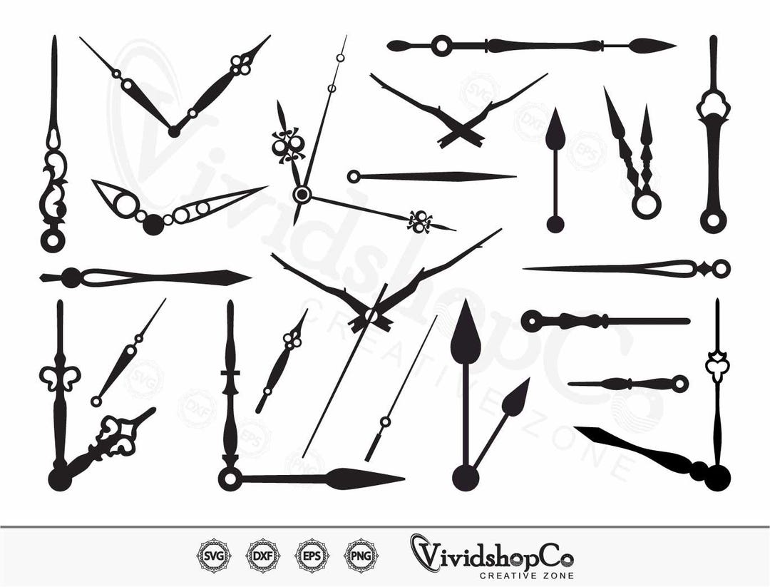 Clock Hands SVG, Clock Hands Vector, Silhouette, Cricut File, Clipart ...