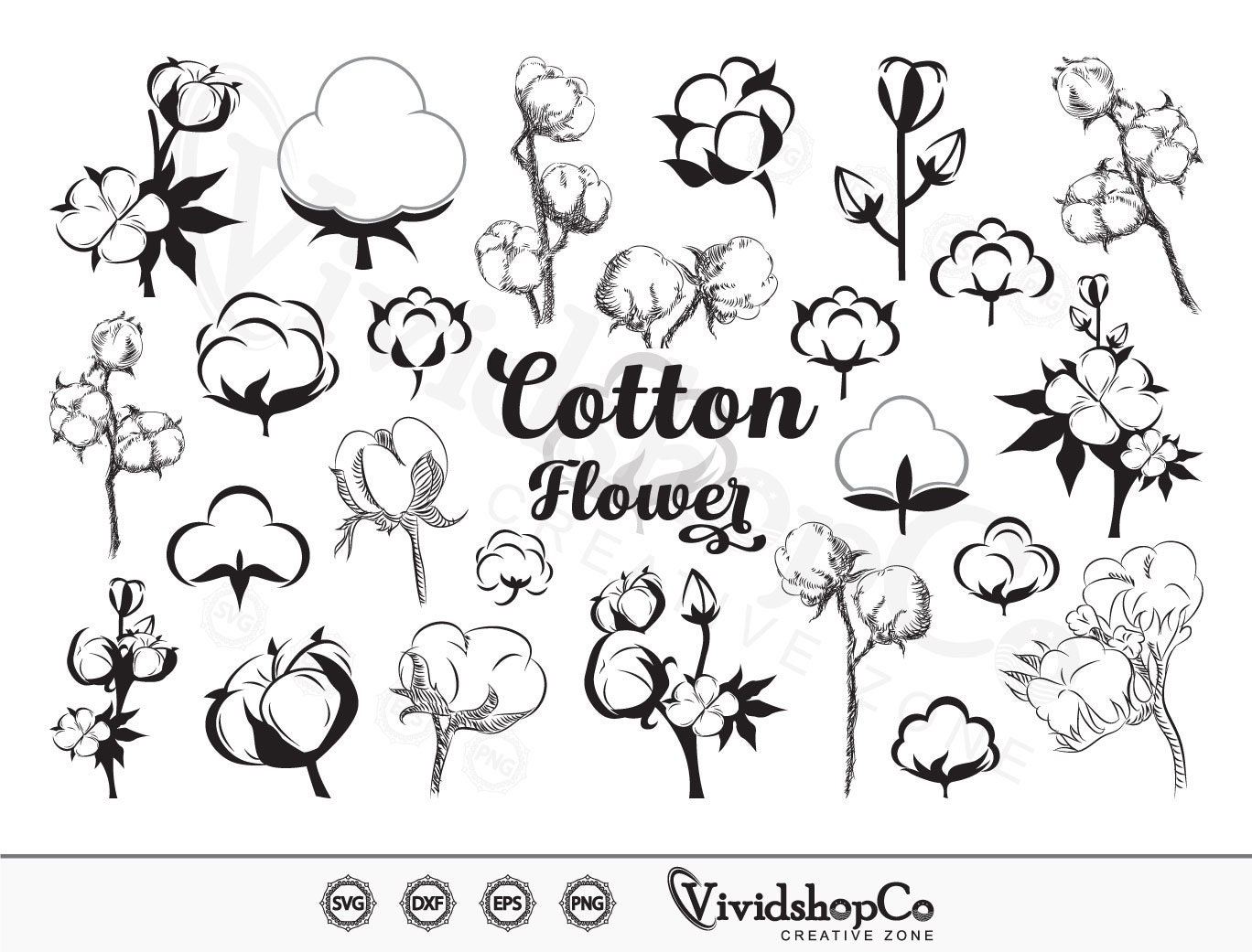 Coton Flower Svg, Flower Svg, Clipart, Cut Files for Silhouette, Files ...