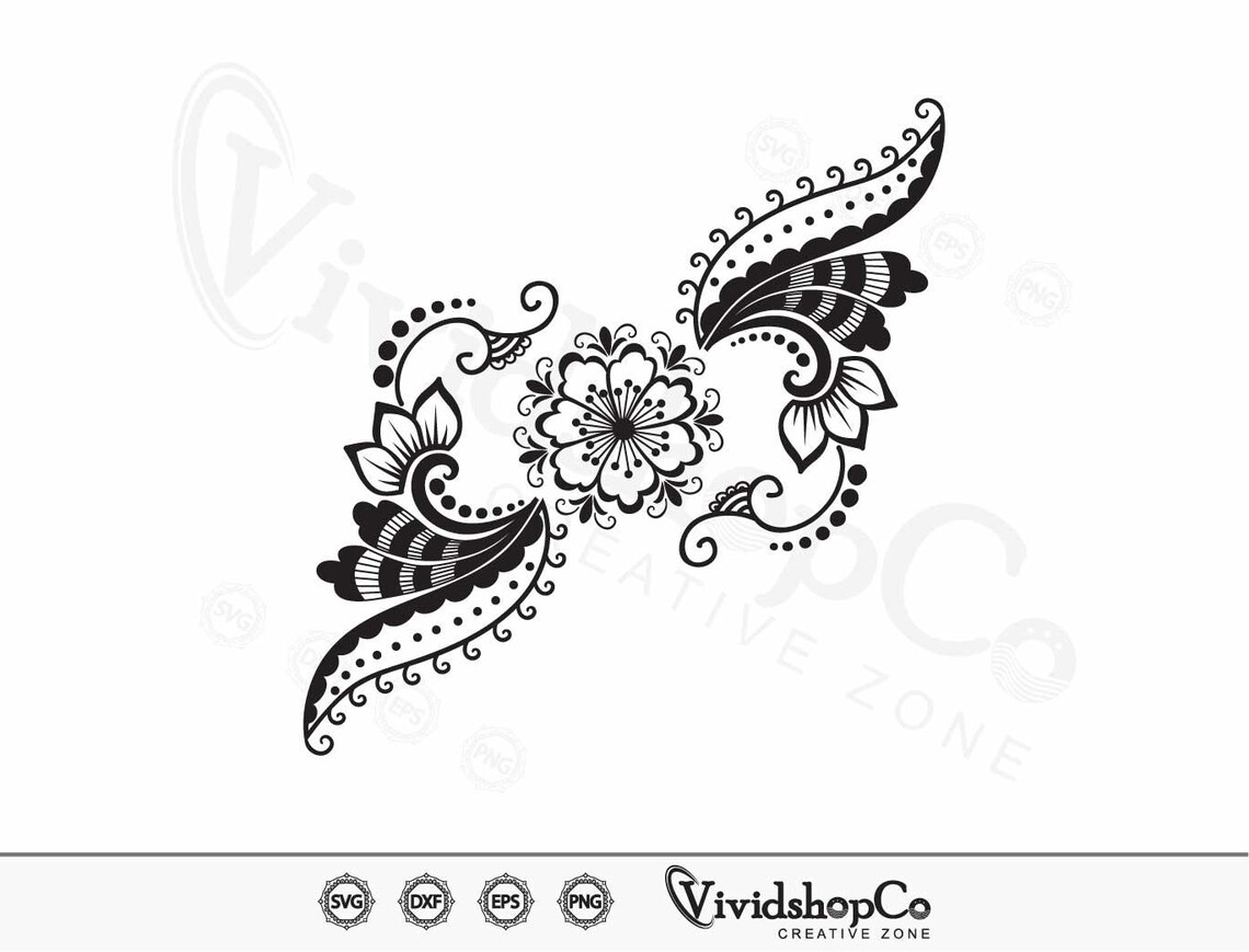Mehndi SVG, Mehndi Flower Svg, Henna Drawing Svg, Clipart, Cut Files ...