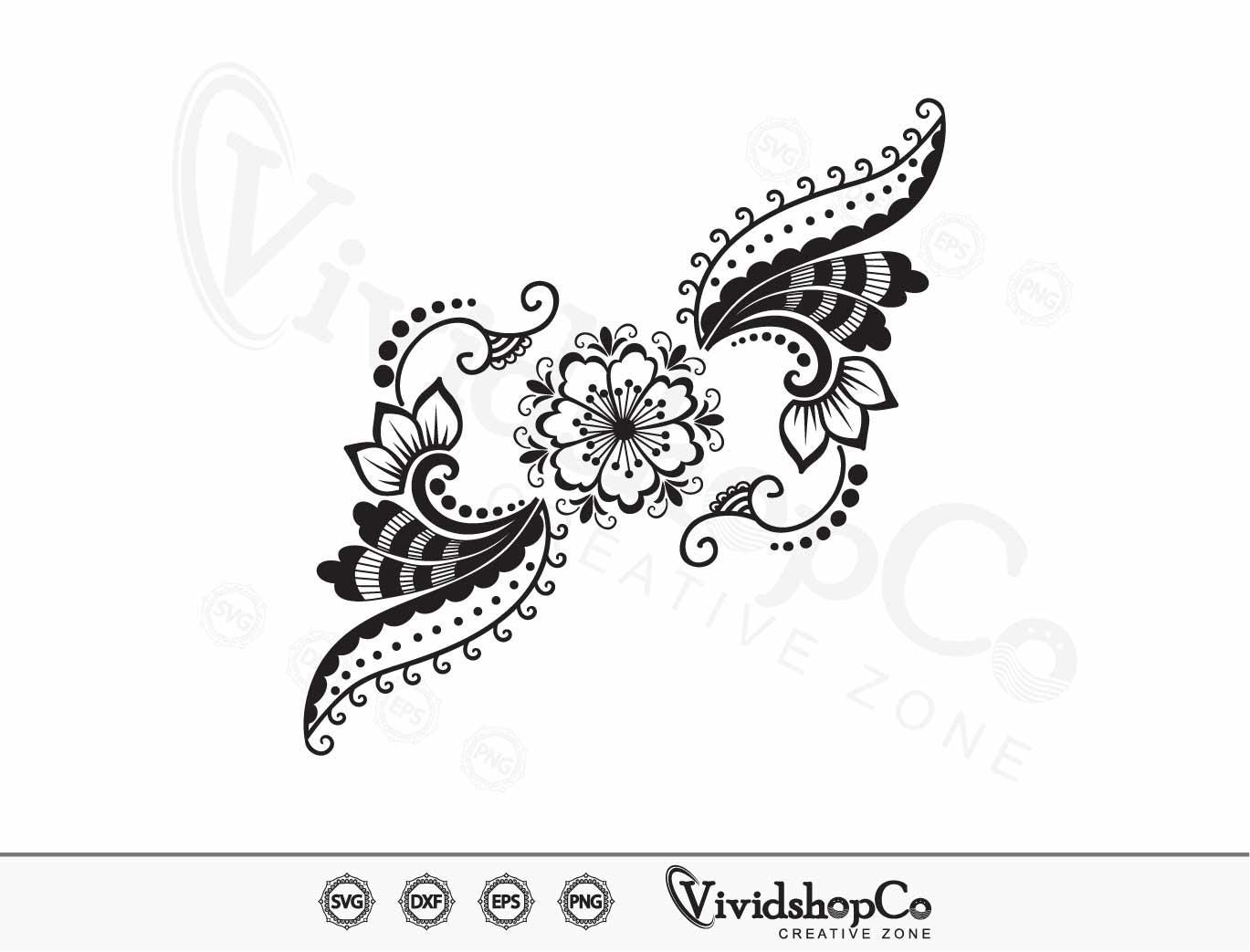 Mehndi SVG, Mehndi Flower Svg, Henna Drawing Svg, Clipart, Cut Files ...