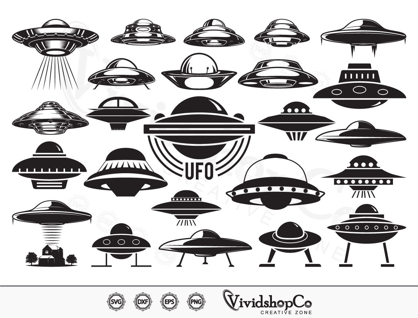 UFO SVG, Space Ship Svg, Alien Svg, Space Svg, Clipart, Cut Files for ...