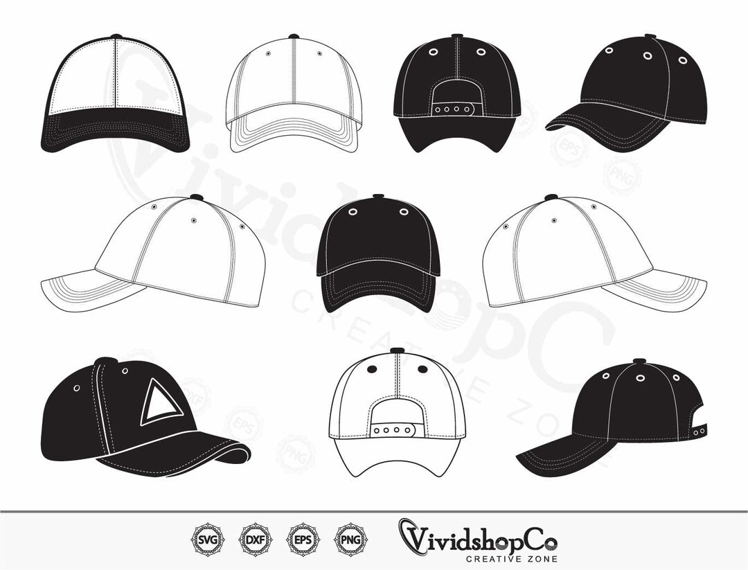 Baseball Cap SVG, Baseball Hat, Snapback Hat Svg, Vector, Silhouette ...
