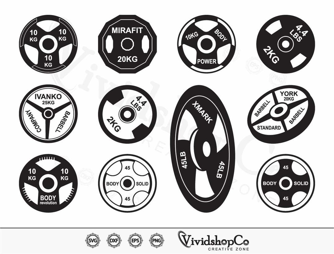 Cast Iron Olympic Weight SVG, Olympic Weight Plates Vector, Silhouette ...