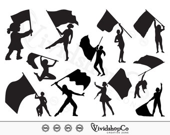 Color Guard Flags Bundle Svg, Color Guard Clipart, Color Guard Marching ...