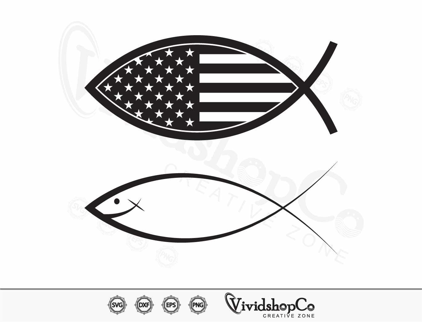 Christian Fish SVG, USA Christian Fish, Jesus Fish Svg, Christian Svg ...