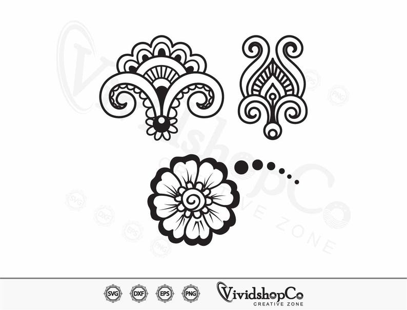 Mehndi SVG, Mehndi Flower Svg, Henna Drawing Svg, Clipart, Cut Files ...