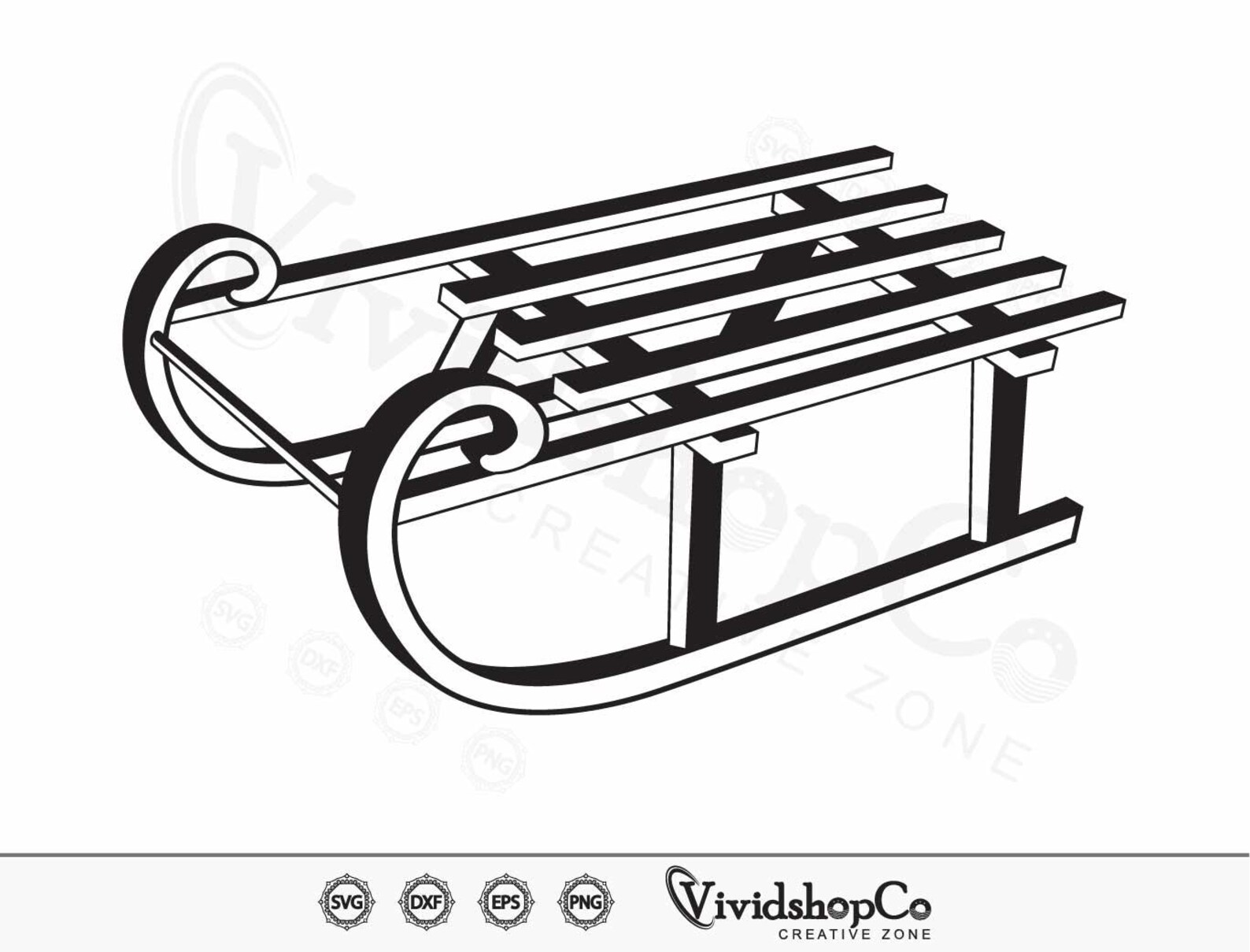 Wooden Sled SVG, Sled Svg, Sleigh Sled Svg, Snow Sled Svg, Clipart, Cut ...